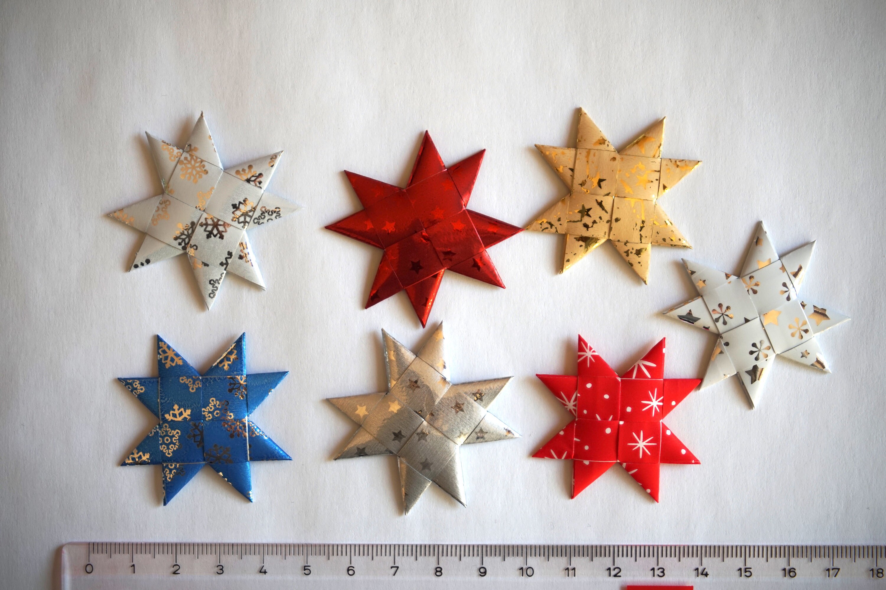 20 Stars Flat 4 Cm, Pattern, Various Colors fröbel Stars, Decoration ...