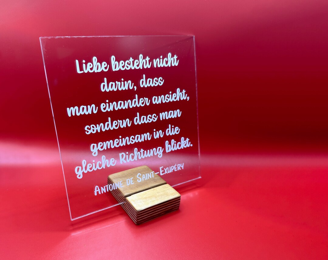 Quote Quote Acrylic Sign Transparent White Writing in Wooden Stand ...
