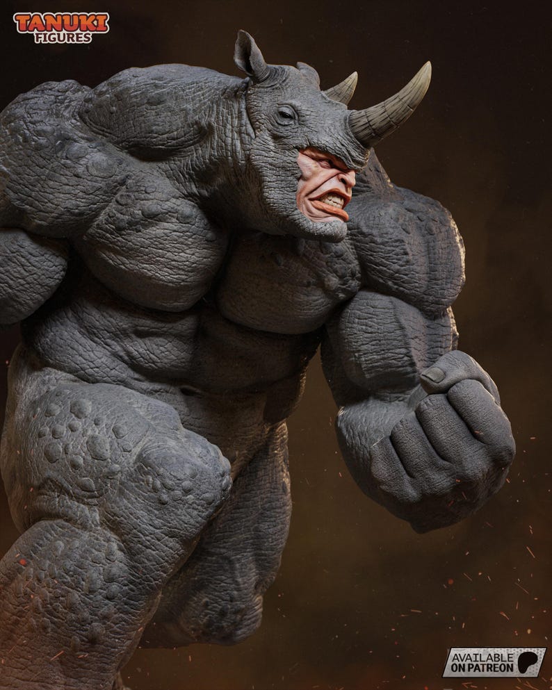 Rhino | High Quality 3D Printed Resin Statue | Unpainted & Unassembled ...