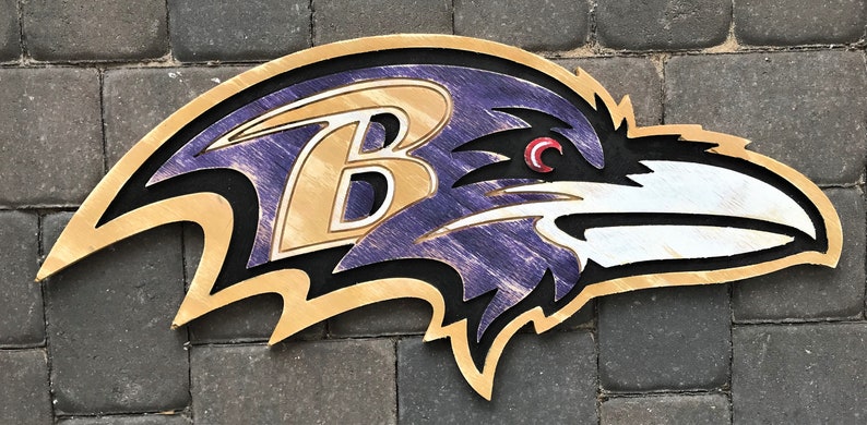 Baltimore Ravens Wooden Wall Hanging Art Logo Decor | Etsy