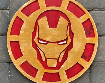 Iron Man Dot Art Painting // Wooden Sign // Kids Room Decor // Avengers ...