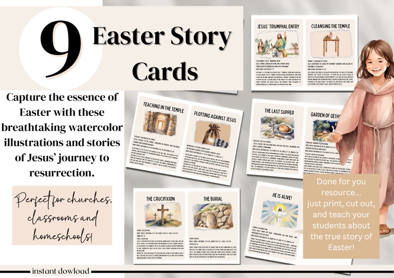 Easter Story Cards & Posters: Holy Week Bible Study (digital Download ...