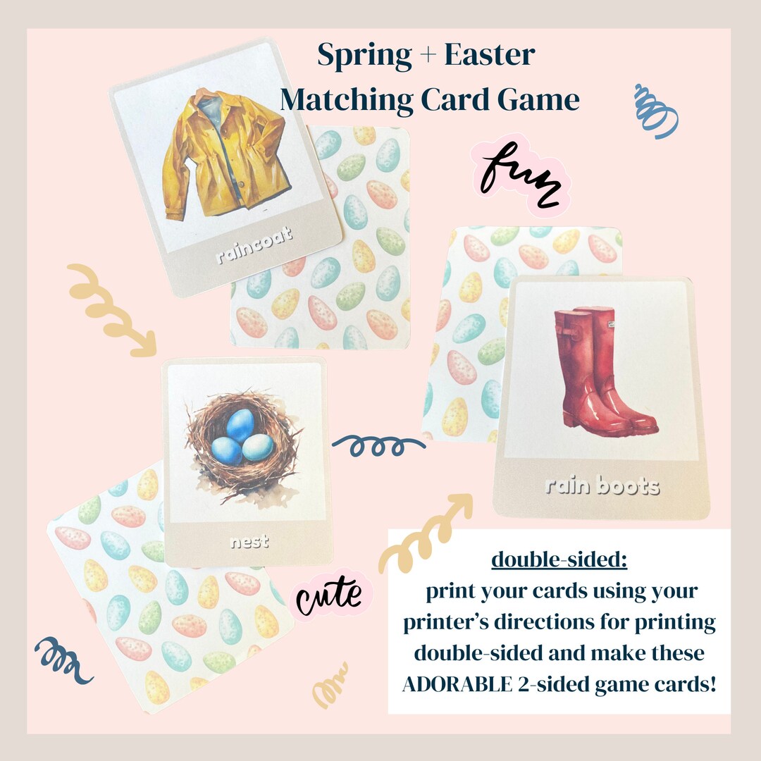 Spring Easter Matching Game: Watercolor Cards for Toddlers (PDF Pattern ...