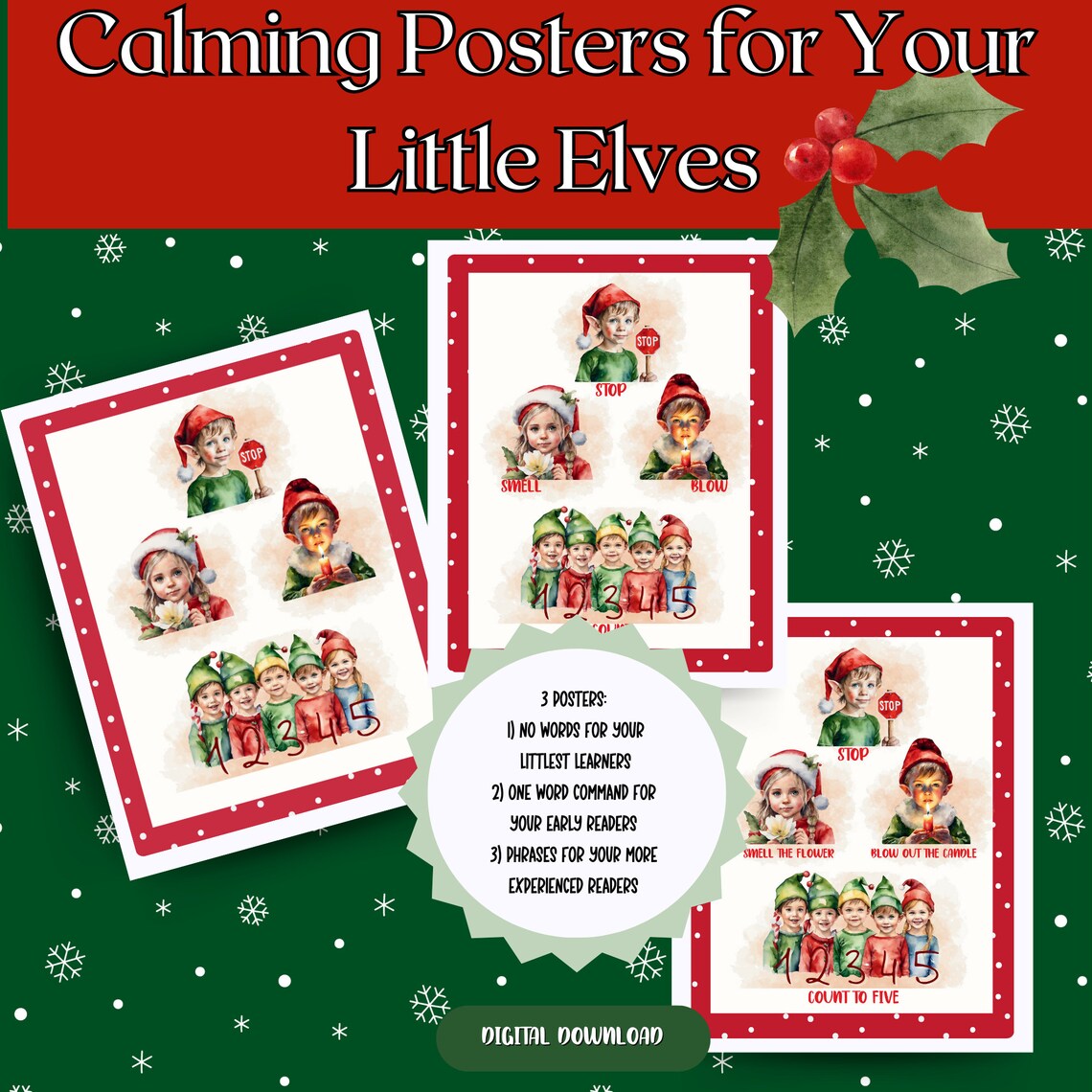 Elf Calming Posters, Kids Coping Strategies, Self Regulation (PDF File ...