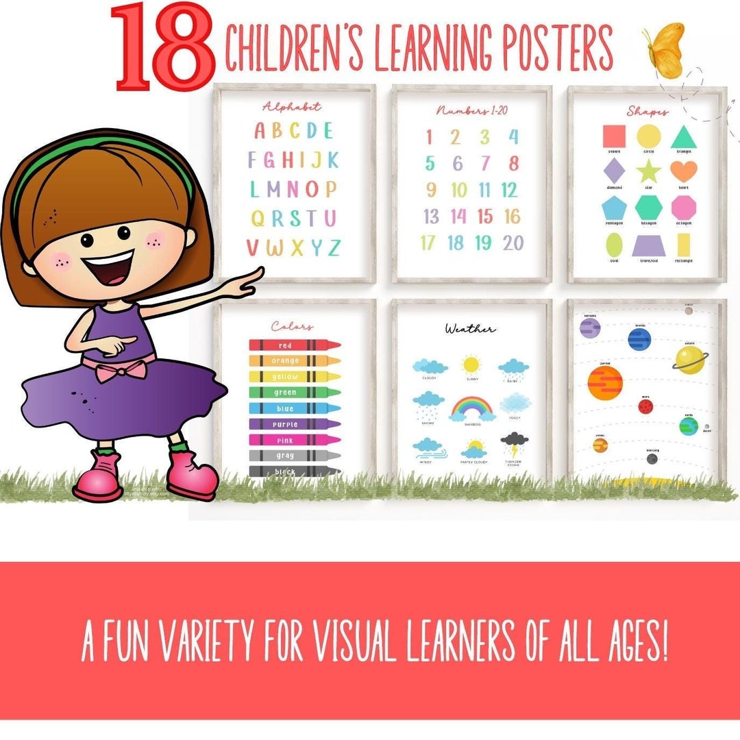 18 Learning Posters for Kids ABC Poster Rainbow Classroom Homeschool ...