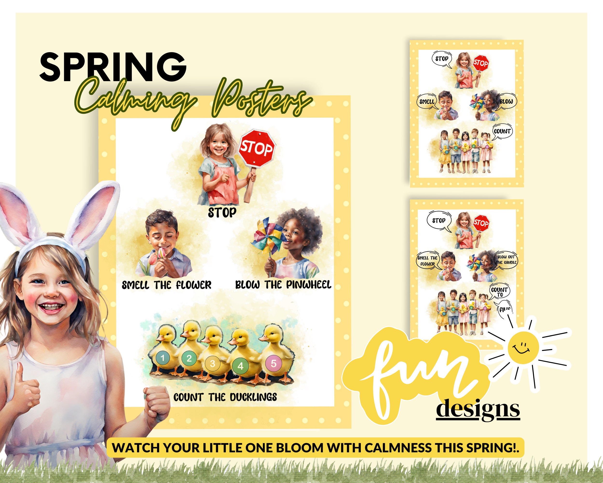 Spring Calming Strategy Posters Calm Down Strategies Breathing Cards ...