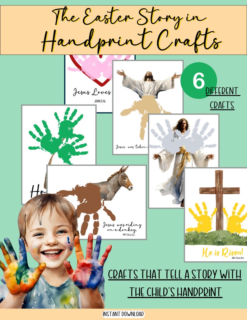 Easter Story Handprint Crafts: Church & Preschool Art (PDF) - Etsy