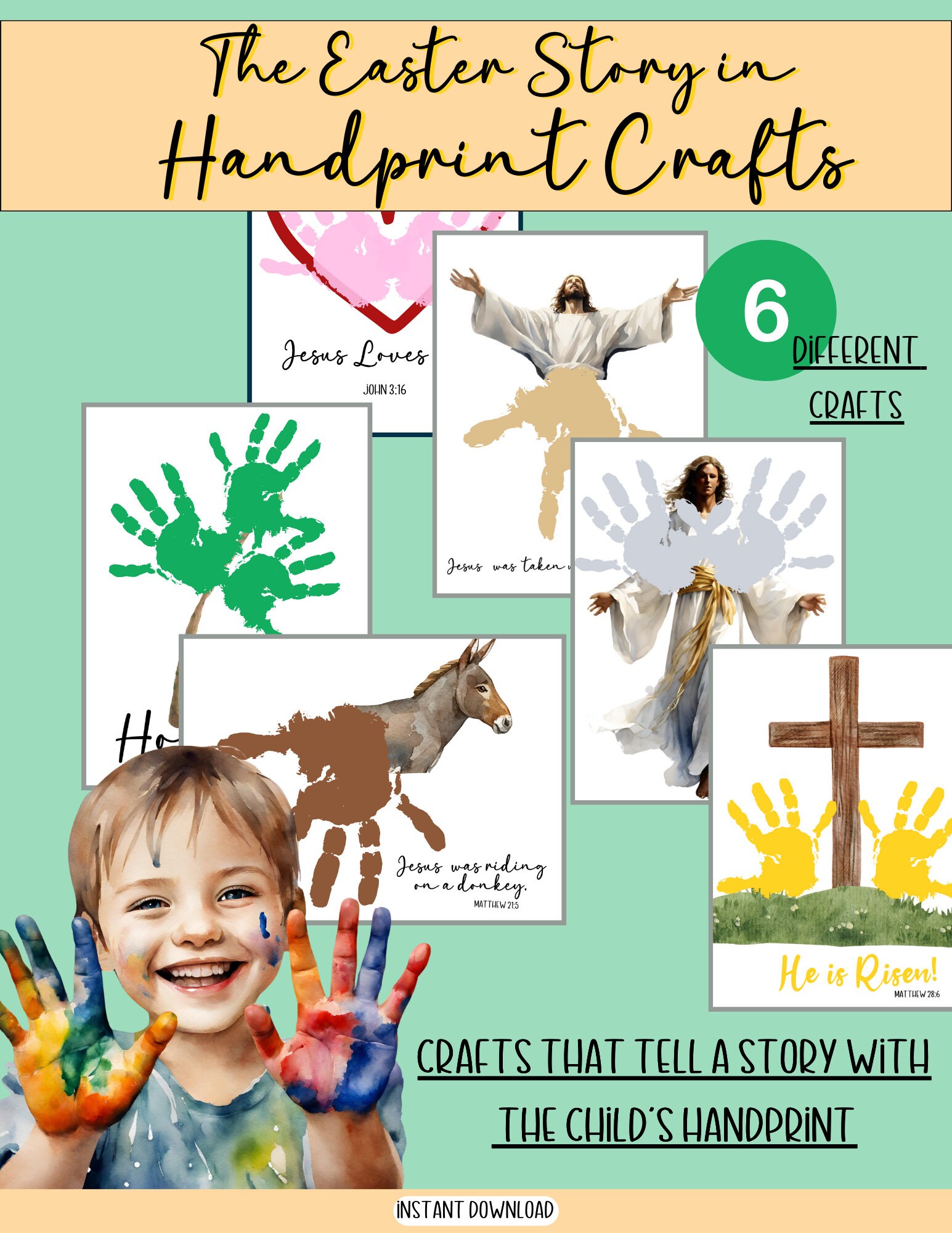 Easter Story Handprint Crafts: Preschool Activity (PDF Download) - Etsy