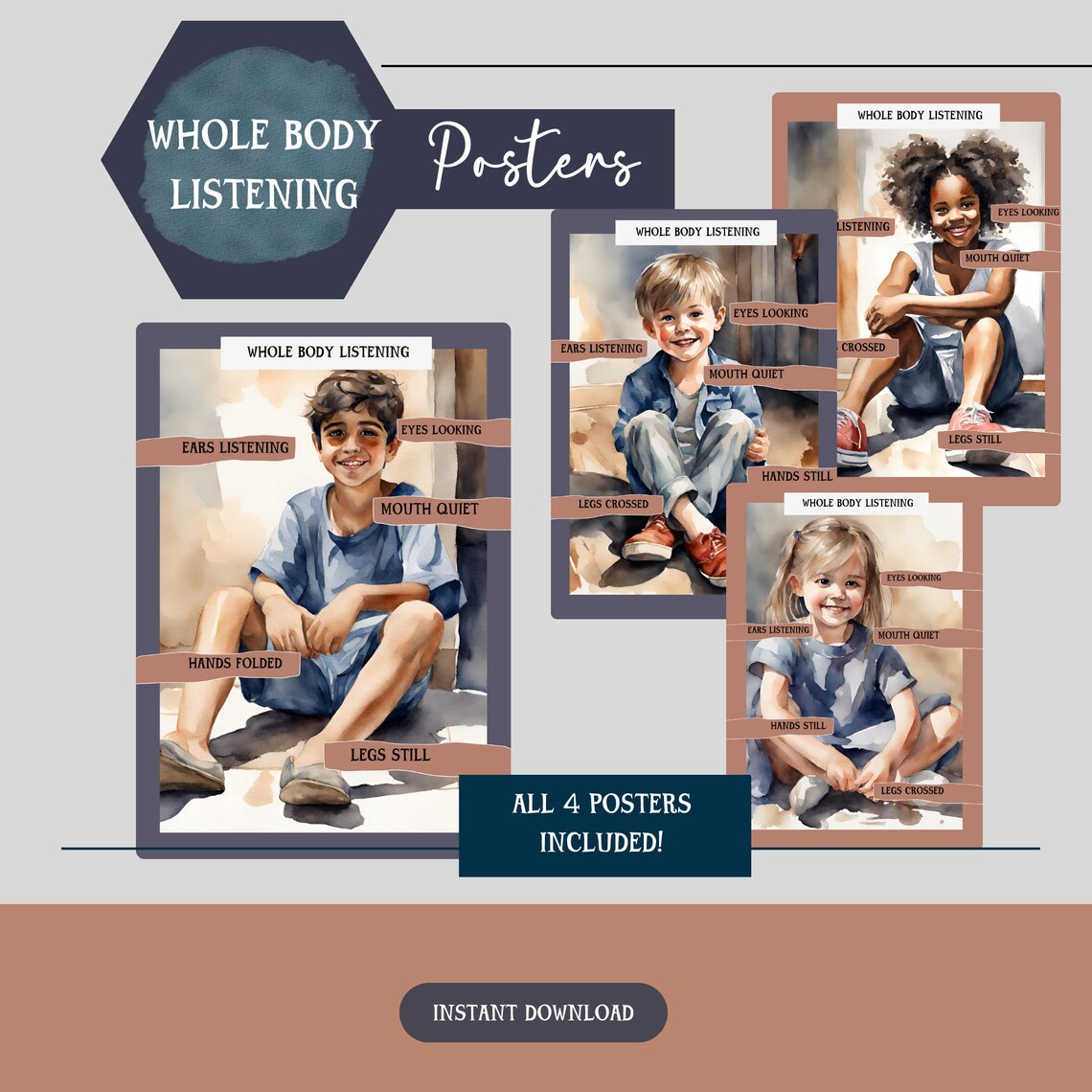 Whole Body Listening Posters, Body Awareness, Calming Activity, Sensory ...