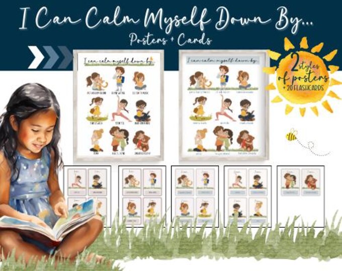 Calm Down Cards, Calm Down Kit, Breathing Exercises for Kids, Zones of ...
