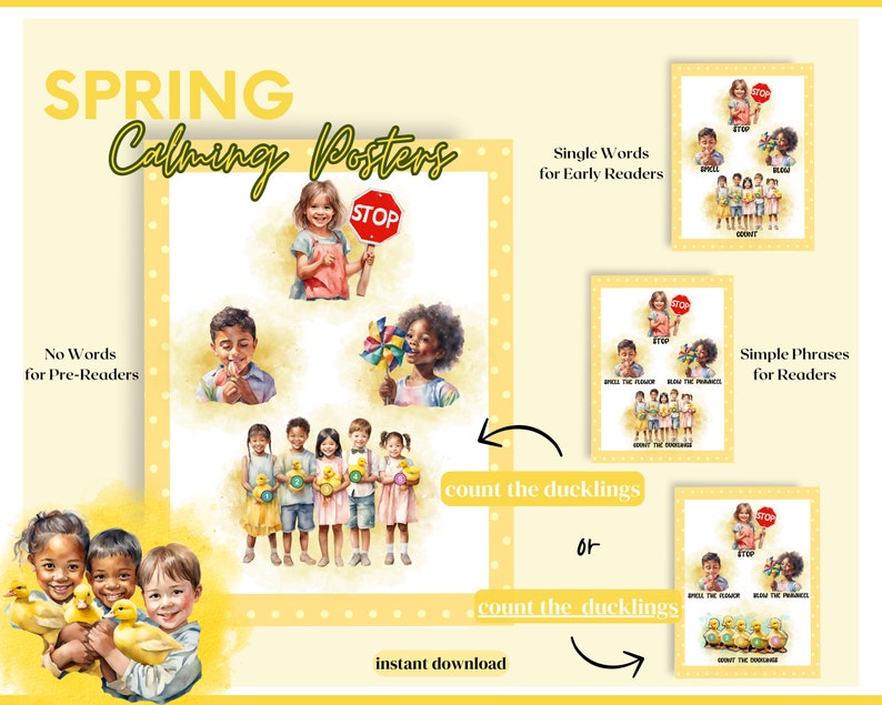Spring Calming Strategy Posters Calm Down Strategies Breathing Cards ...