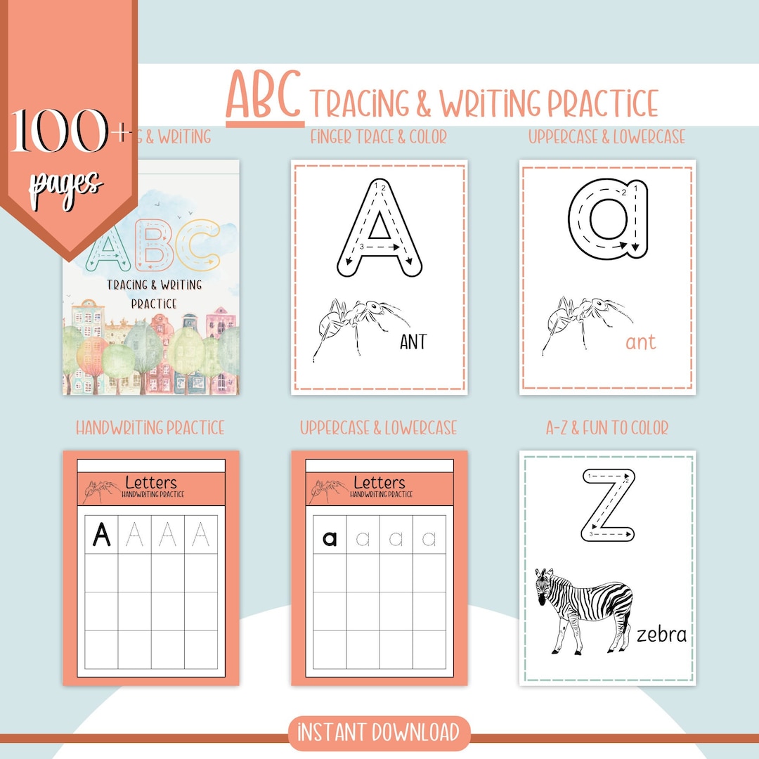 Alphabet Tracing and Writing Practice Workbook-100+ Pages, Finger ...