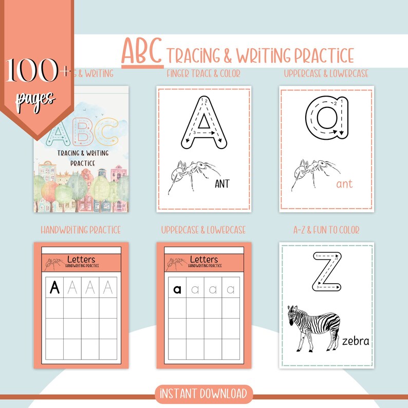 Alphabet Tracing and Writing Practice Workbook-100+ Pages, Finger ...