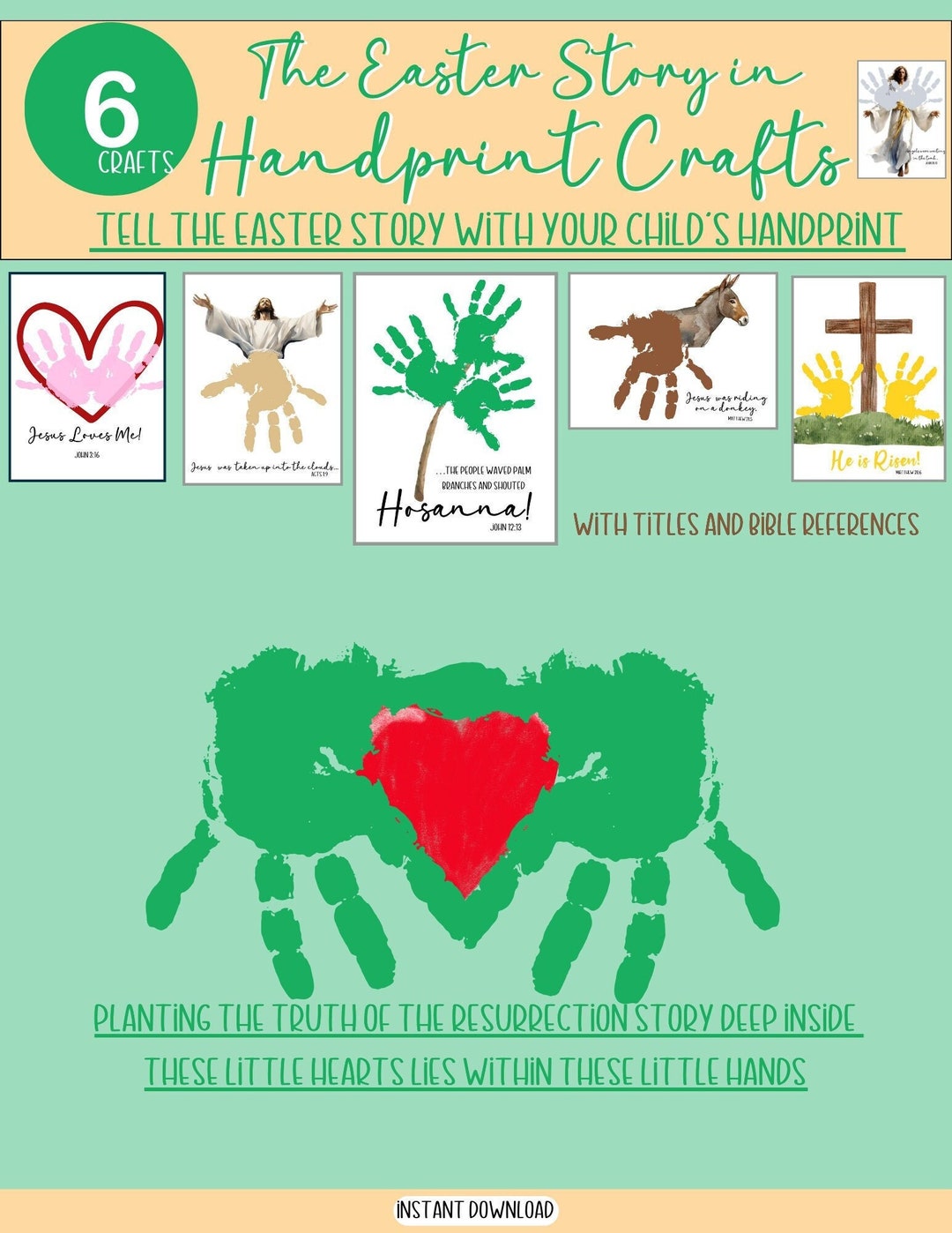 Easter Story Handprint Crafts: Preschool Activity (PDF Download) - Etsy