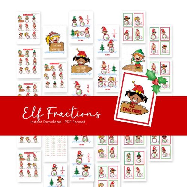 Elf Fractions, Christmas Math Printables, Homeschool Classroom (digital ...