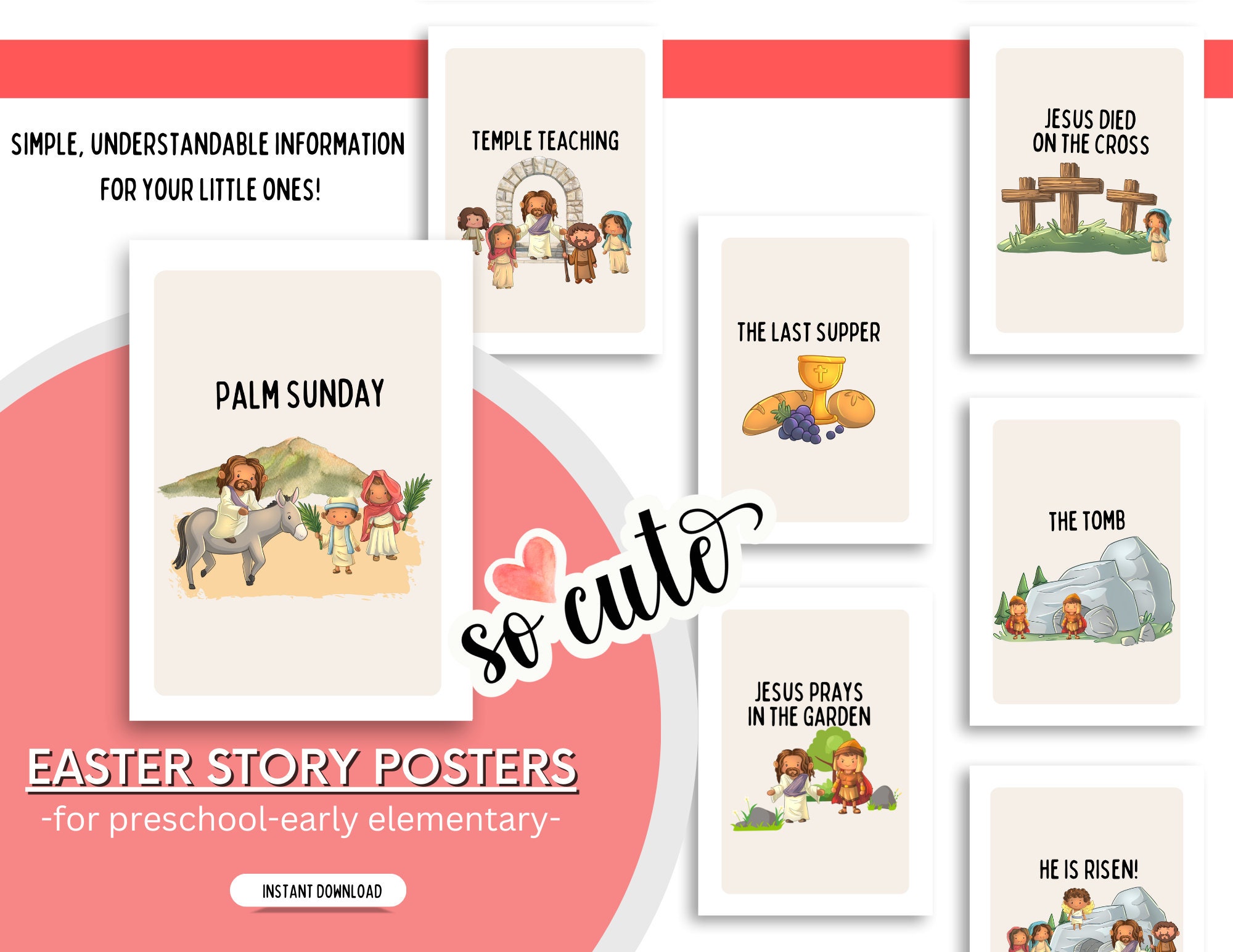 Easter Story Cards, Posters & Coloring Sheets (digital Download) - Etsy