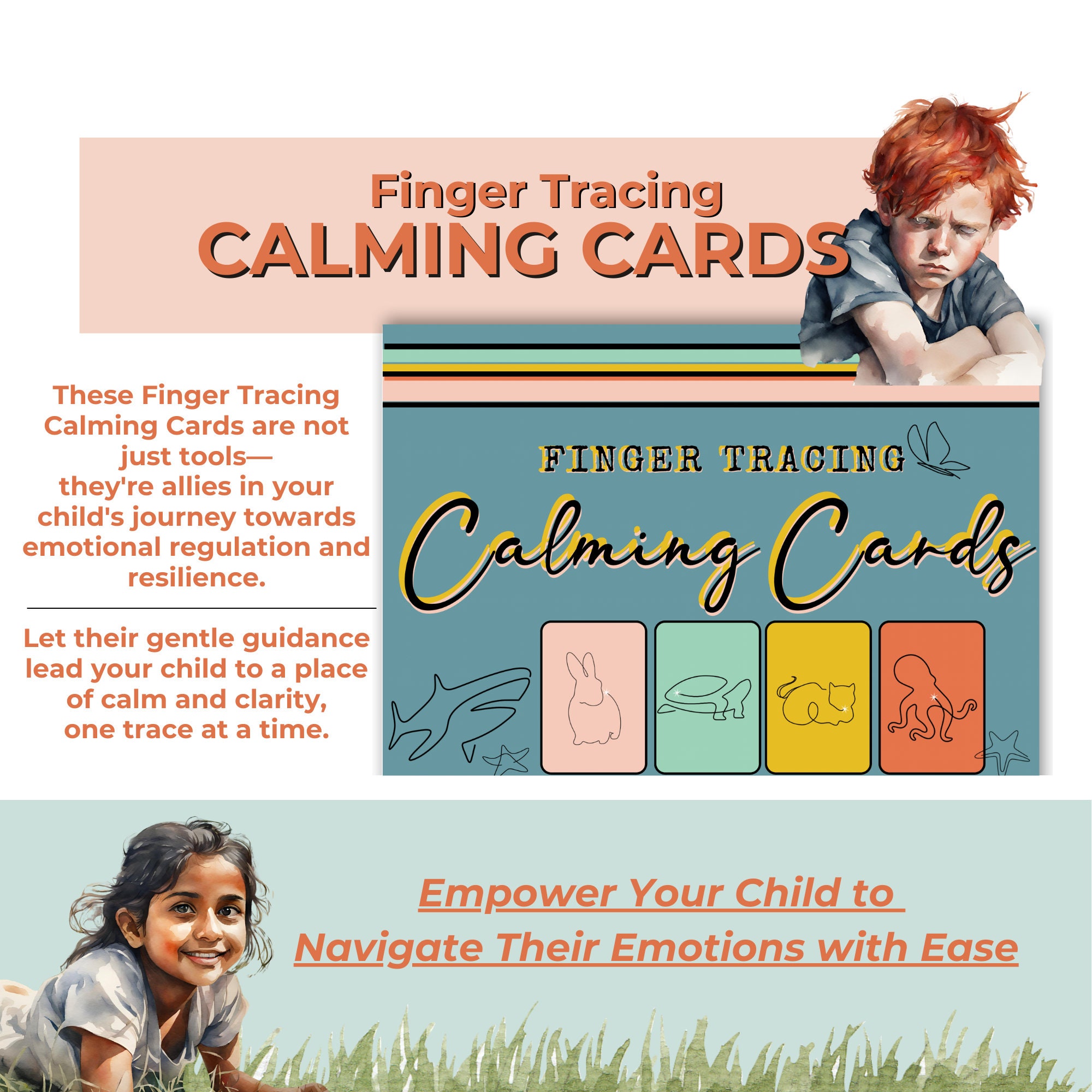 Finger Tracing Calming Cards Kids Sensory Processing Coping Strategies ...