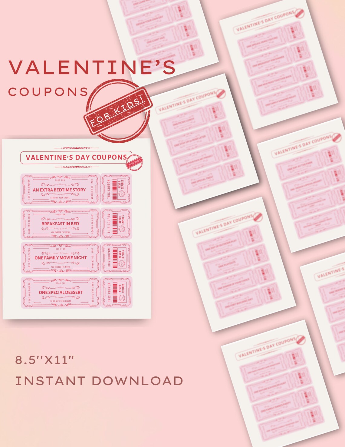 Kid's Valentine's Day Coupons, V-day Coupons, 52 Weeks Valentine's ...