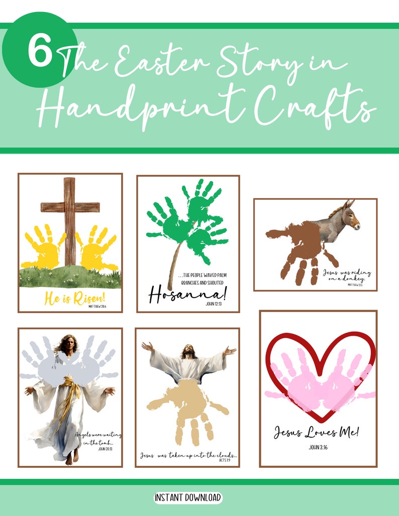 Easter Story Handprint Crafts: Preschool Activity (PDF Download) - Etsy