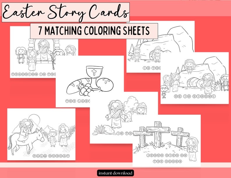 Easter Story Cards, Posters & Coloring Sheets (digital Download) - Etsy