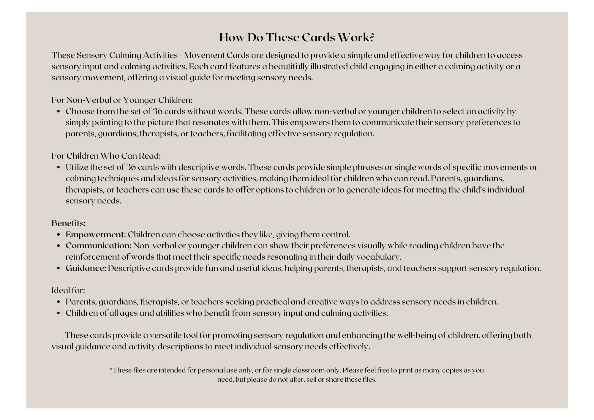 Sensory Calming Activities & Movement Cards: ADHD, ASD Coping (PDF ...