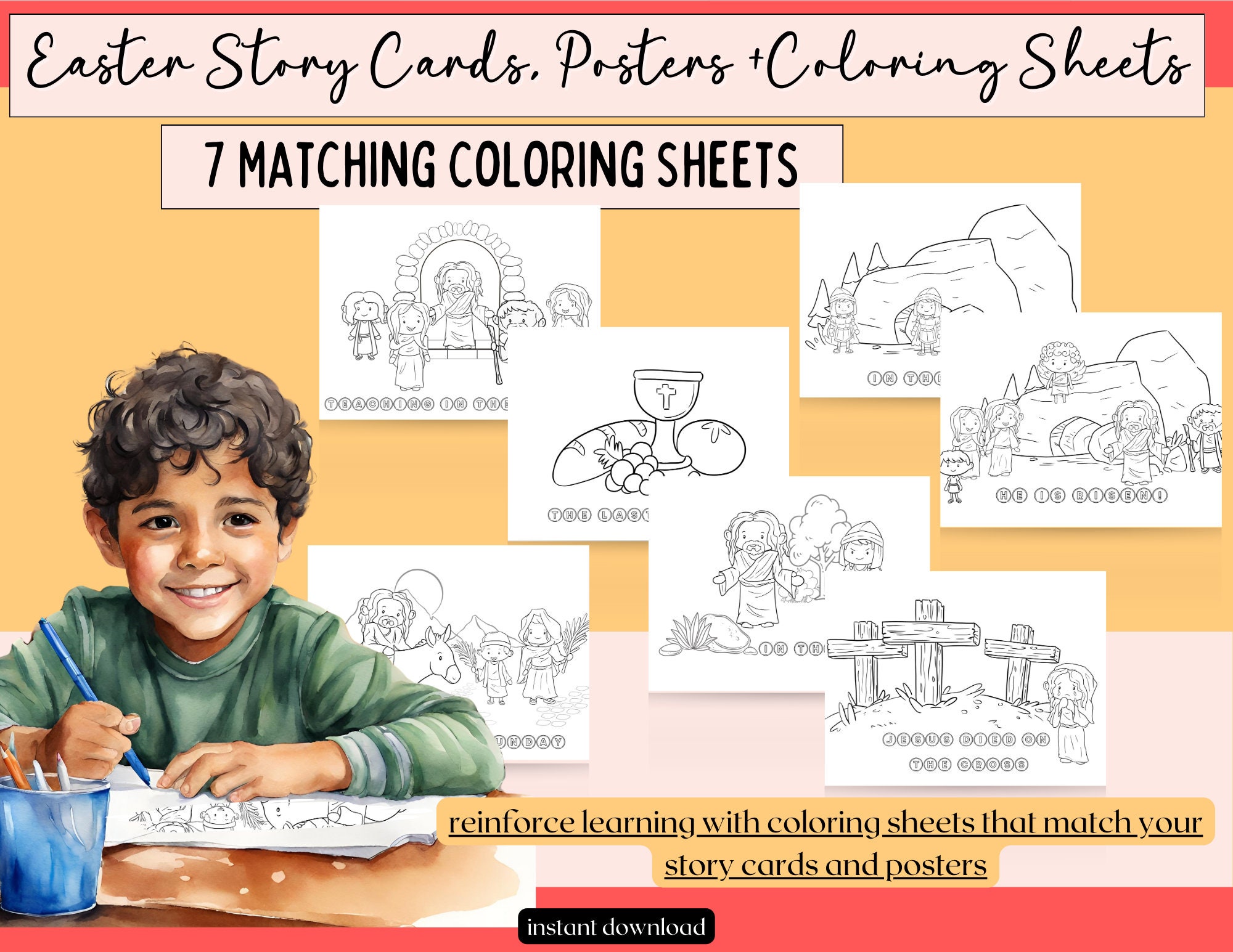 Easter Story Cards, Posters & Coloring Sheets (digital Download) - Etsy