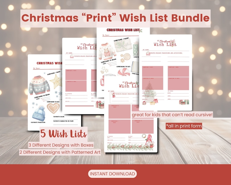 Christmas Wish List Printables, Kids & Adults (instant Download) - Etsy