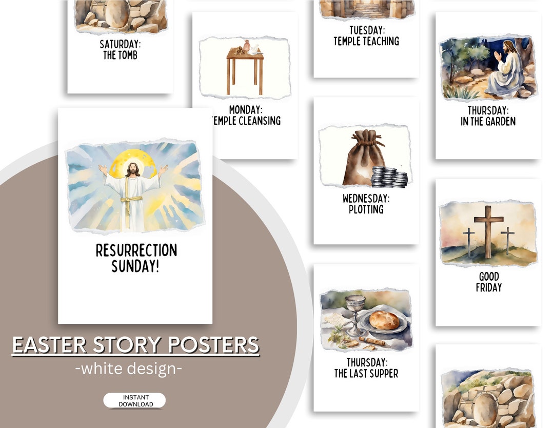 Easter Story Watercolor Cards & Posters: Holy Week Study (digital ...