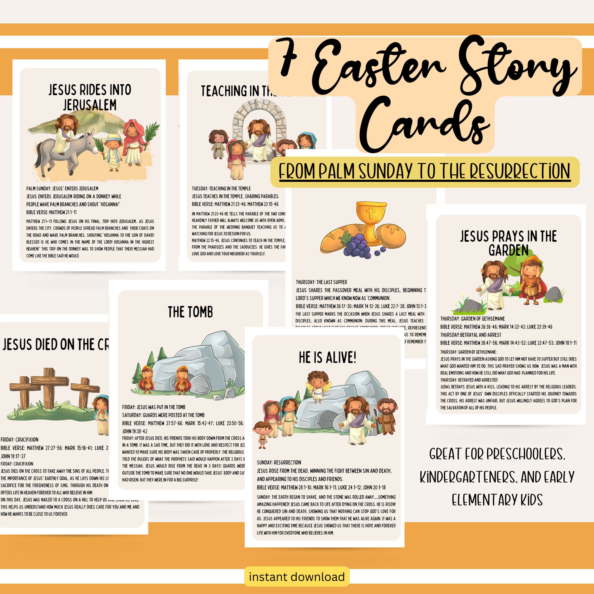 Easter Story Cards, Posters & Coloring Sheets (digital Download) - Etsy