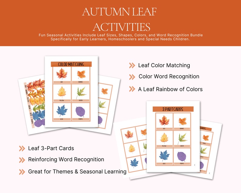 Autumn Leaf Sorting Bundle: Printable Fall Learning Activities (PDF) - Etsy