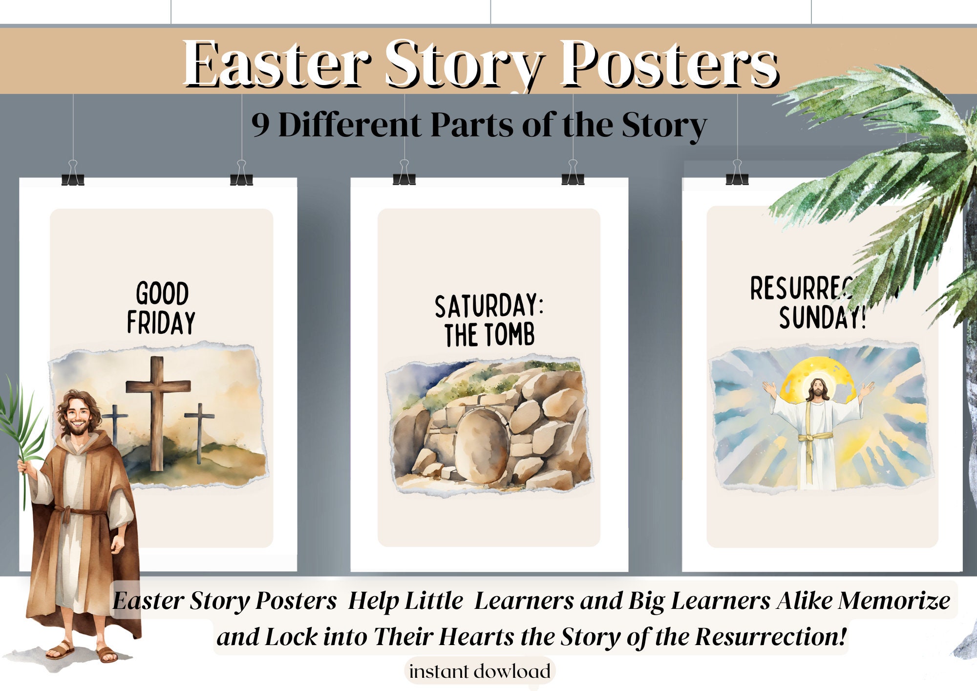 Easter Story Cards & Posters: Holy Week Bible Study (digital Download ...