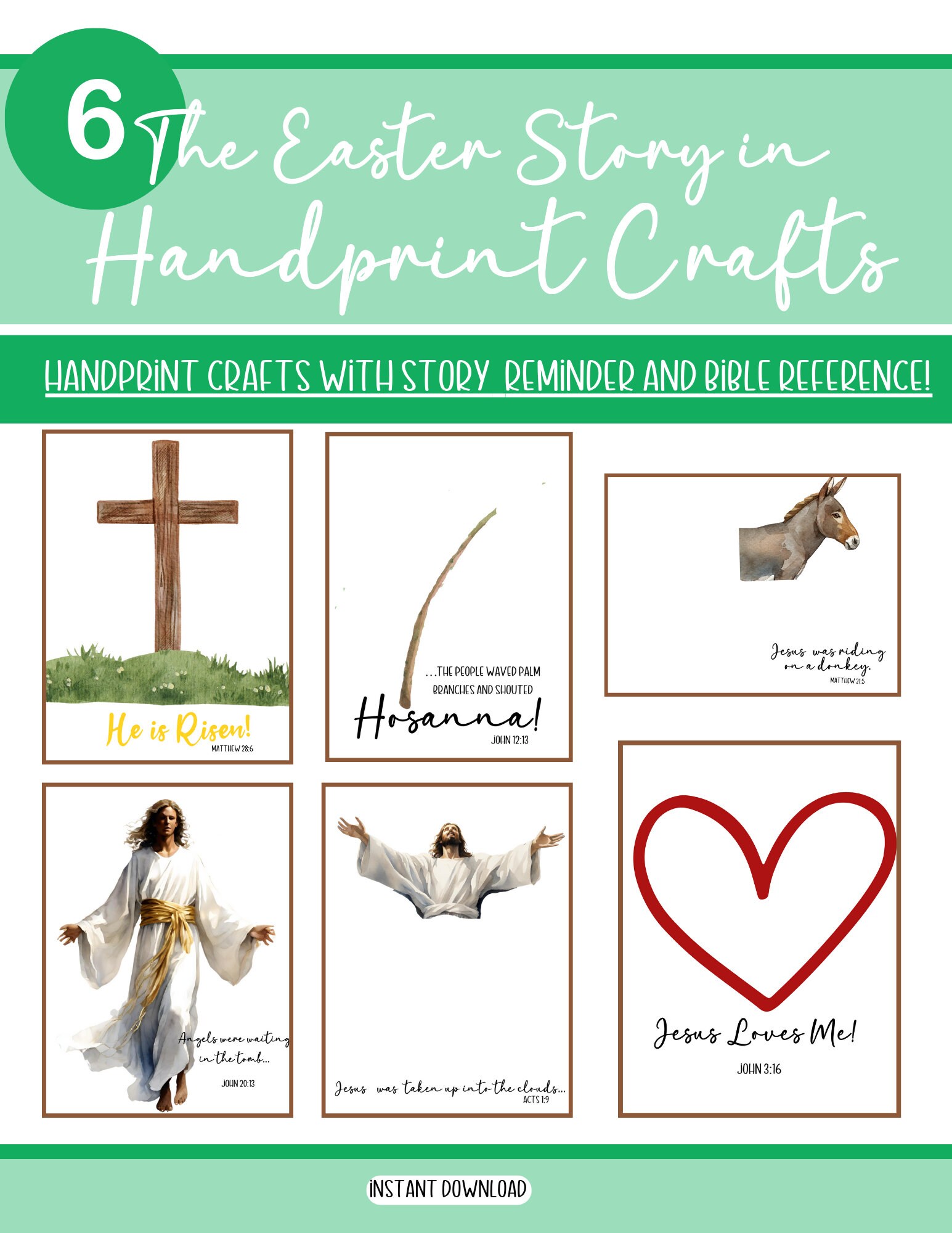 Easter Story Handprint Crafts: Preschool Activity (PDF Download) - Etsy