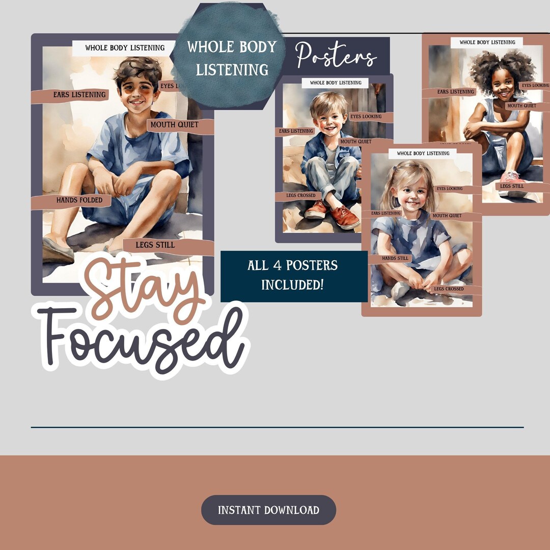 Whole Body Listening Posters Body Awareness Calming Activity Sensory ...