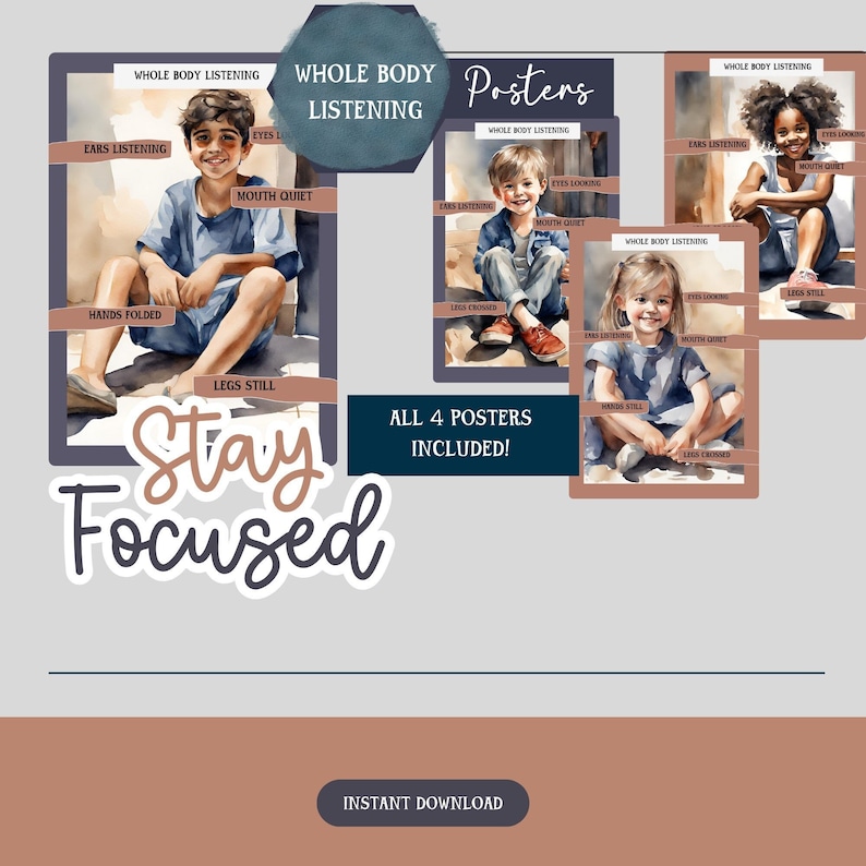 Whole Body Listening Posters, Body Awareness, Calming Activity, Sensory ...