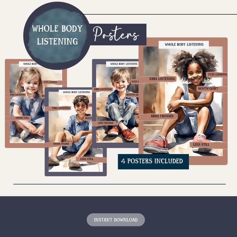 Whole Body Listening Posters Body Awareness Calming Activity Sensory ...