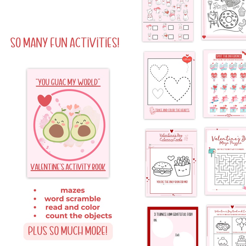 You Guac My World Valentine's Activity Book, Fun Pages (PDF) - Etsy