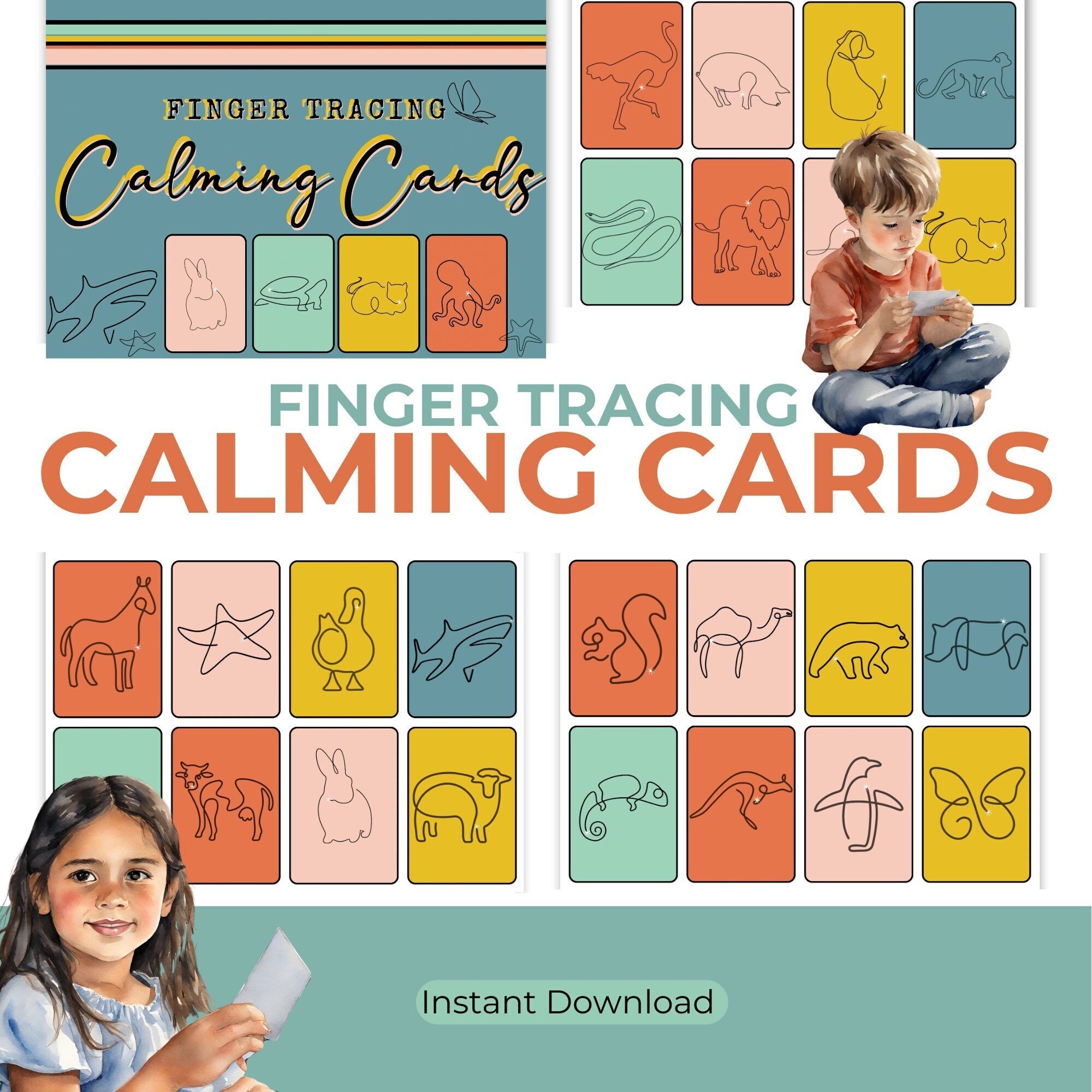 Finger Tracing Calming Cards Kids Sensory Processing Coping Strategies ...