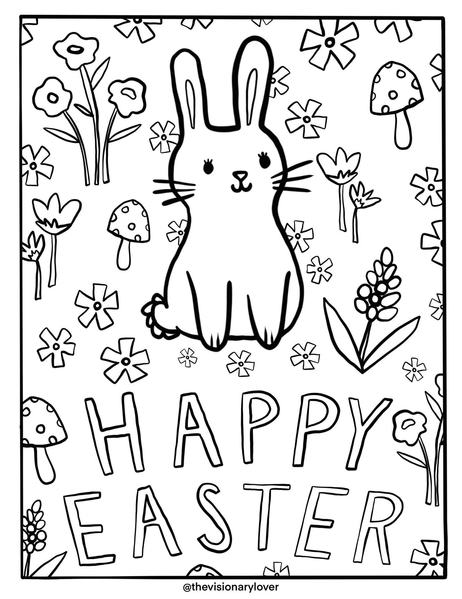 Easter Spring Coloring Pages for Kids, Toddlers, Adults Bohemian Simple ...