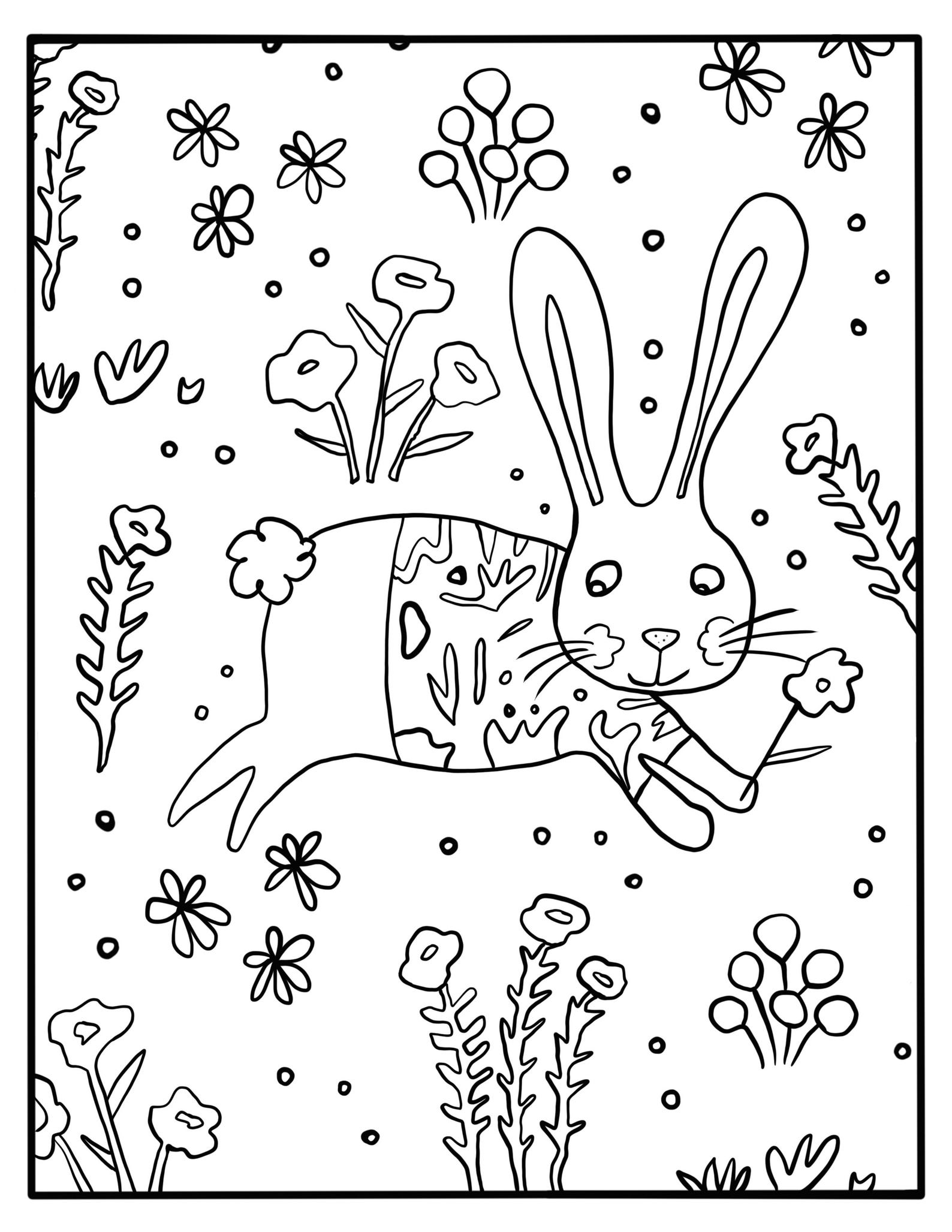 Easter Spring Coloring Pages for Kids, Toddlers, Adults Bohemian Simple ...