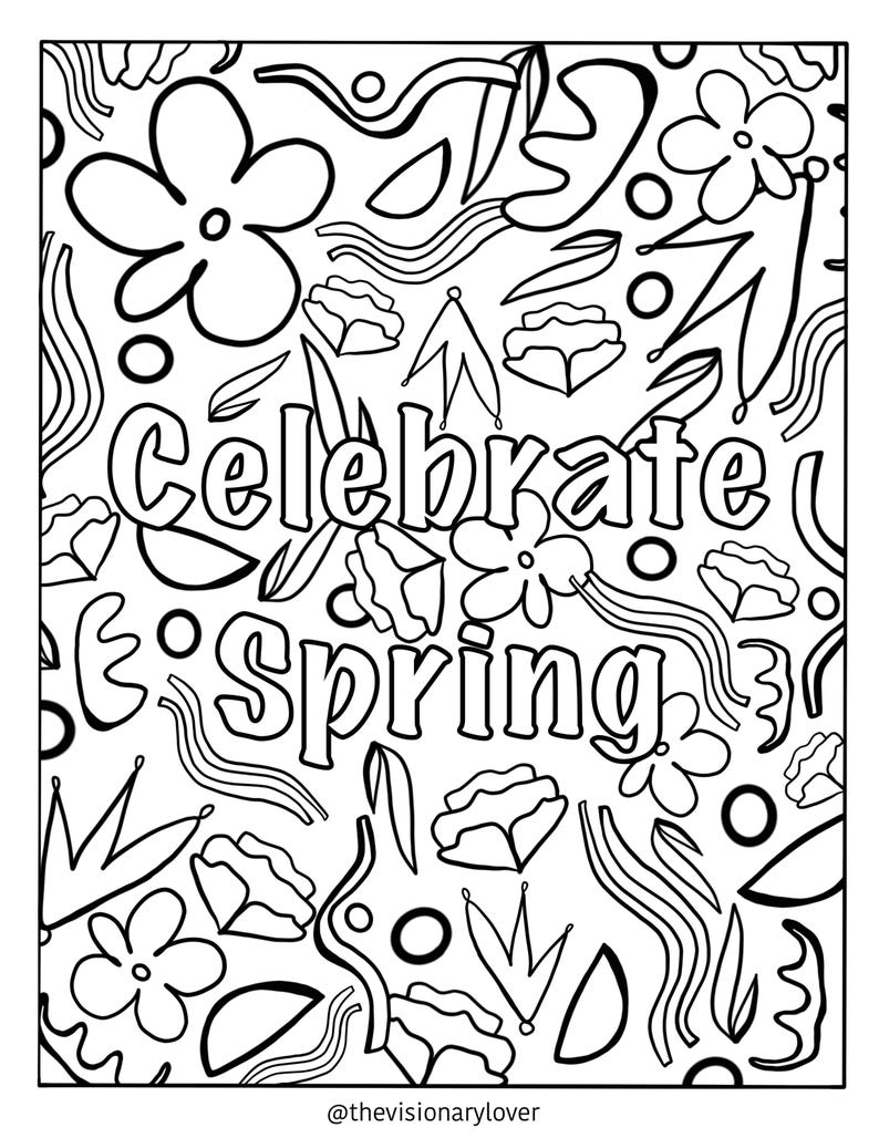 Easter Spring Coloring Pages for Kids, Toddlers, Adults Bohemian Simple ...
