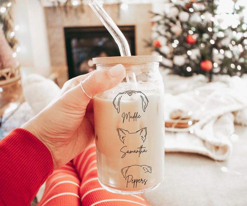 Personalized Dog Ears Glass Tumbler With Name, Custom Dog Tumbler, Dog ...