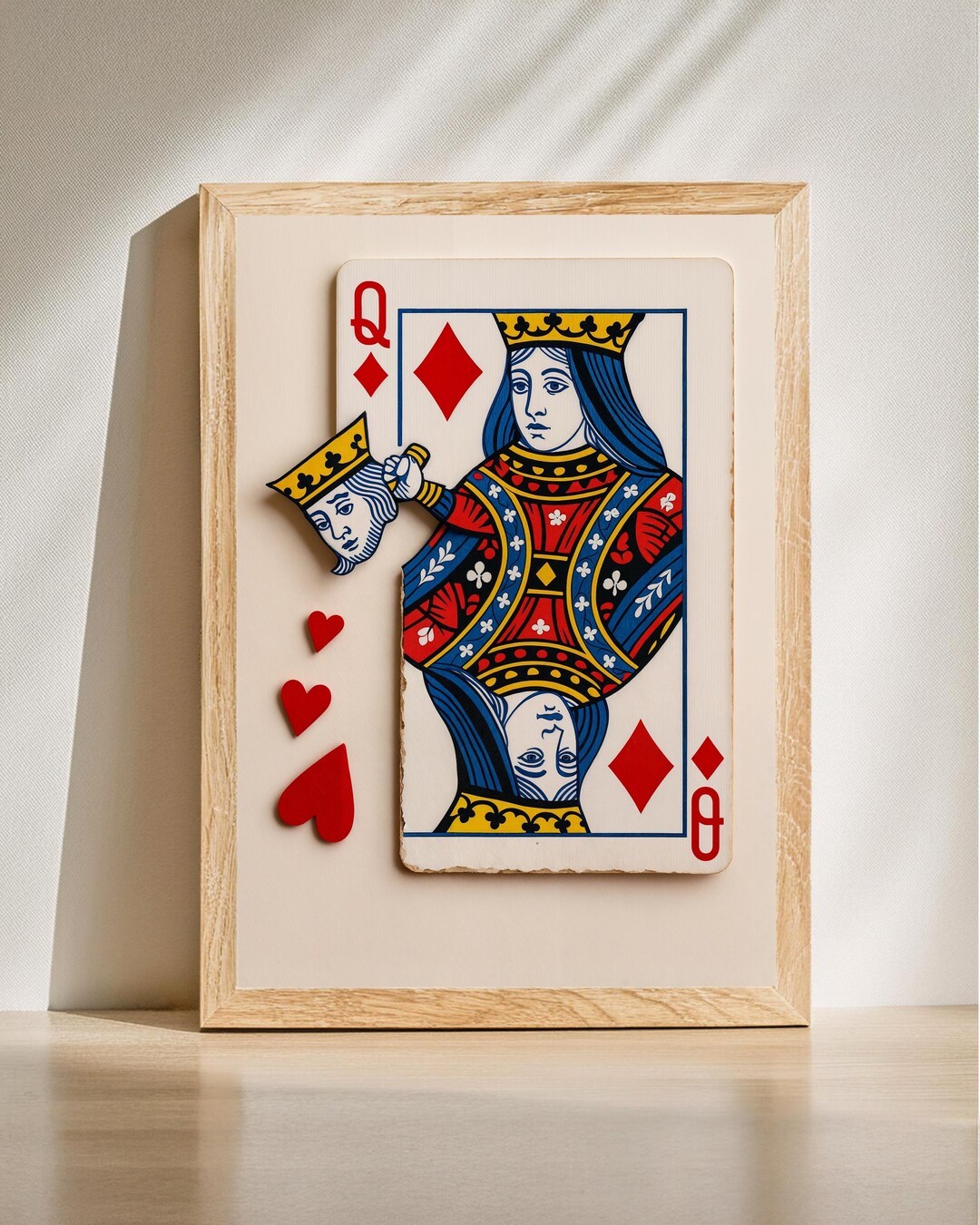 Queen of Diamonds Art, Retro Playing Card Poster, Feminist Wall Art ...