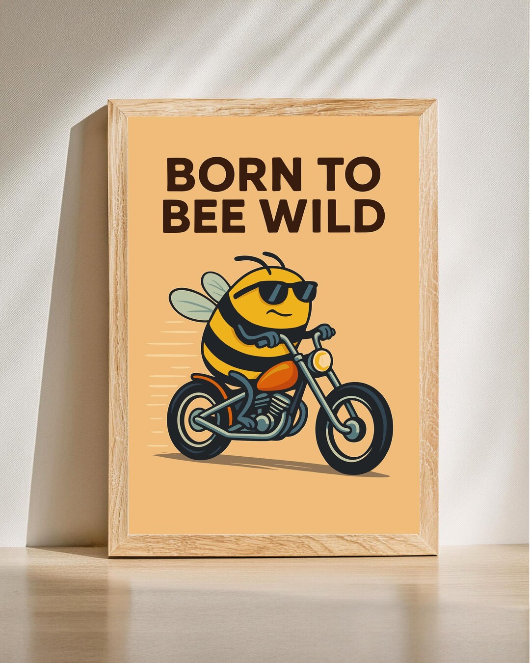 Born to Bee Wild Wall Art, Biker Bee Cartoon Art, Funny Bee Poster ...