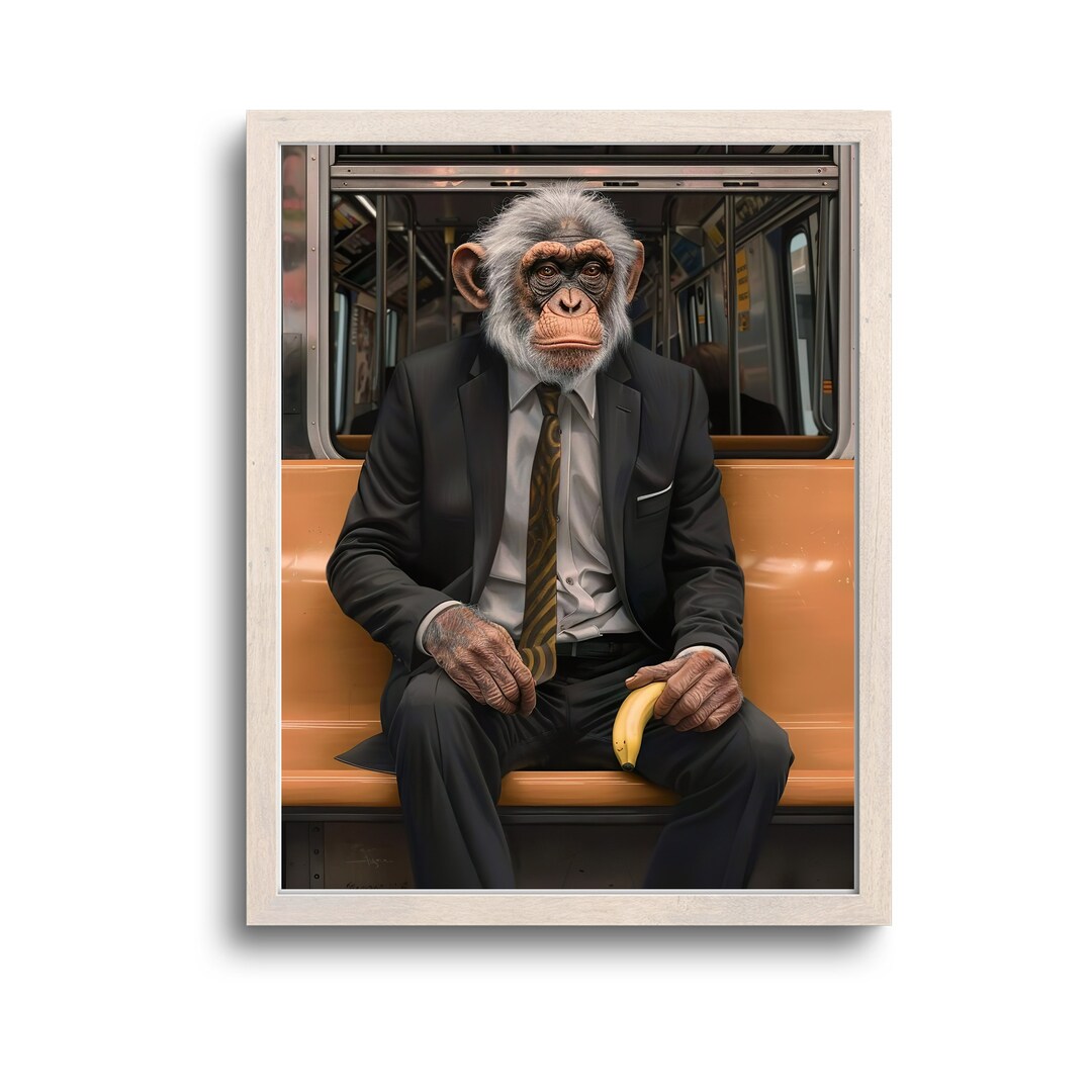 Monkey in NY Subway, Monkey Print, Monkey Wall Art, Monkey Gifts ...