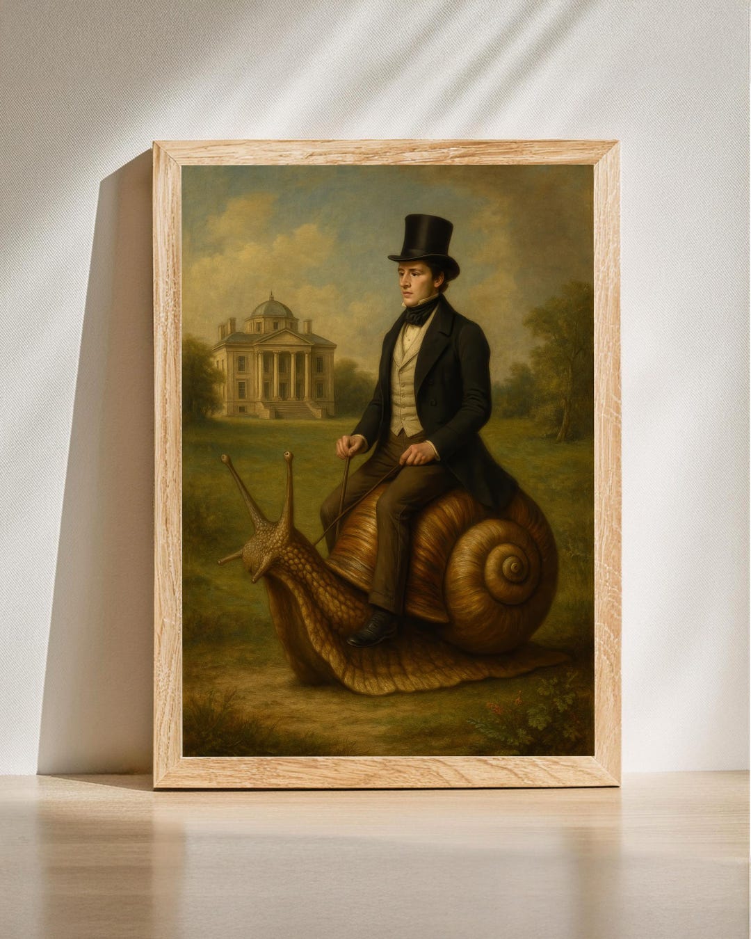 Elegant Snail Rider Portrait Art, Regency Style, Quirky Animal Decor ...