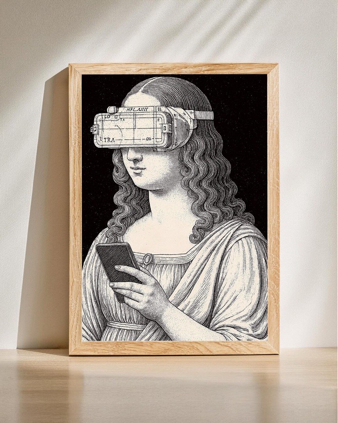Mona Lisa Parody Wall Art, Modern Mona Lisa Print, VR Goggles Poster ...