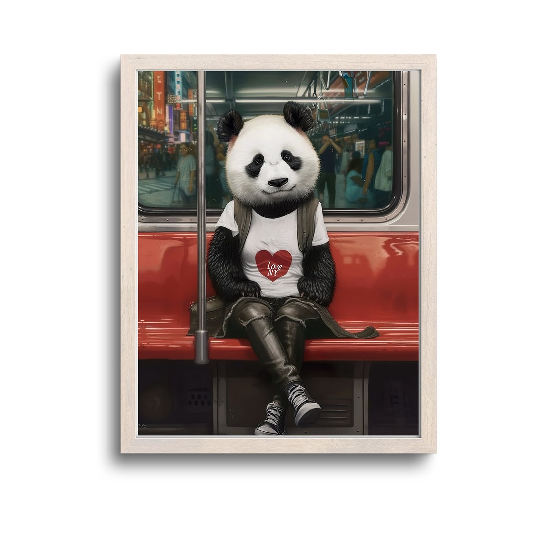 Panda in NY Subway, Panda Print, Panda Wall Art, Panda Gifts, Panda Art ...