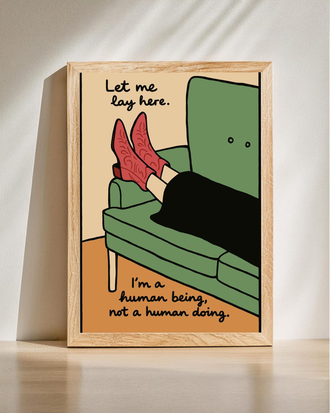 Human Being Not Doing Wall Art, Self Care Mental Health Poster, Funny ...
