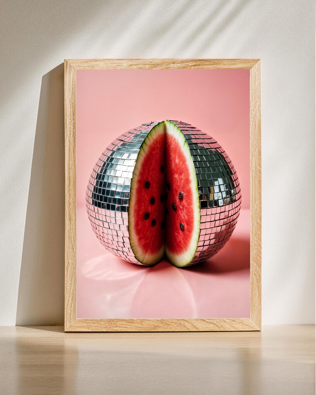 Disco Ball Watermelon Art, Retro Funky Wall Art, Whimsical Decor Print ...