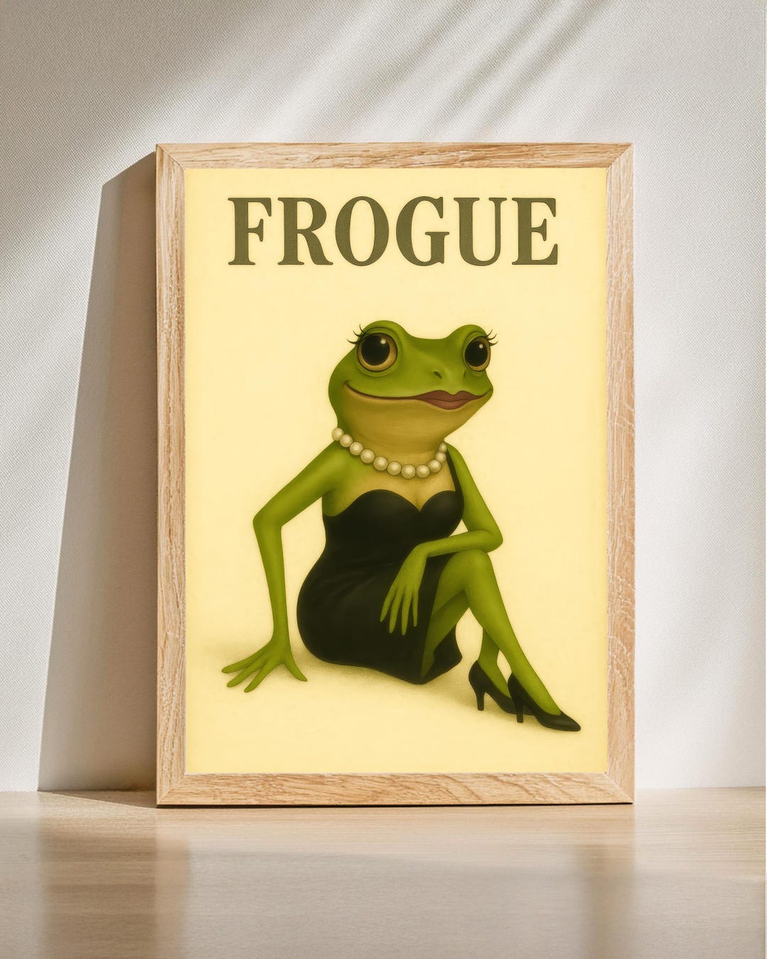 Chic Frog Art, Anthropomorphic Portrait, Whimsical Wall Decor, Home ...